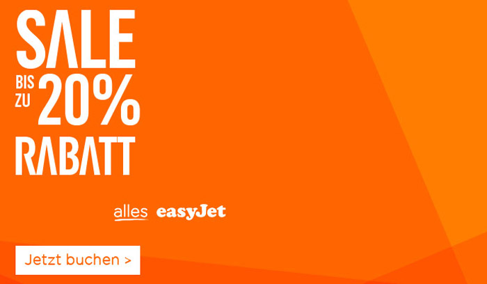 easyJet Sale mit bis zu 20% Rabatt auf Flüge im Herbst/Winter