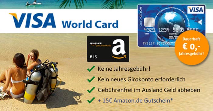 ICS Visa World Card (Kostenlose Kreditkarte) + 15€ Amazon Gutschein