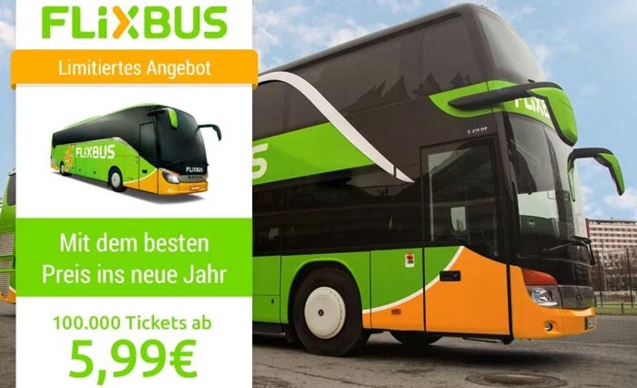 100.000 FlixBus Tickets über die App für 5,99€ buchen