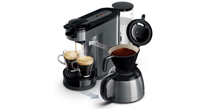 PHILIPS Senseo Switch HD7892/29 für 62,99€ (Pad- und Filtermaschine)