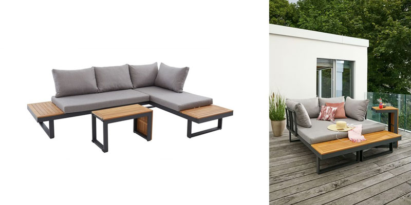 Gartenlounge Basel modular mit Polstern & Tisch für 608,05€