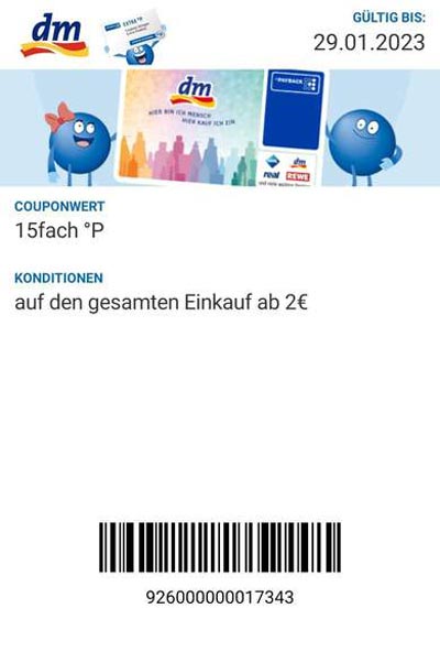 Payback dm Coupons: 20-fach Payback Punkte bei dm (= 10%)