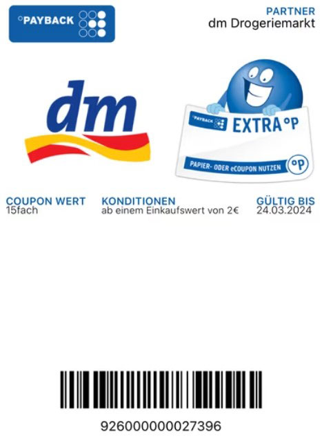 Payback dm Coupons: 20-fach Payback Punkte bei dm (= 10%)
