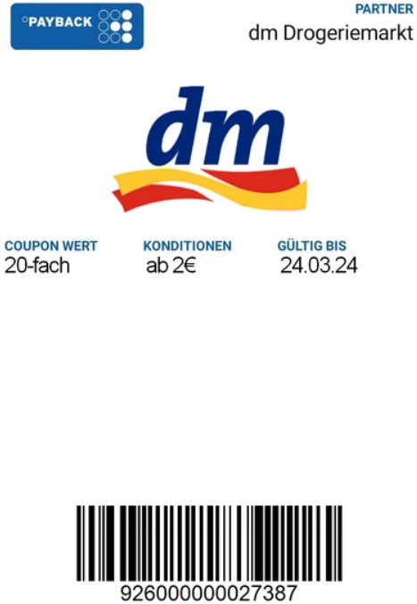 Payback dm Coupons: 20-fach Payback Punkte bei dm (= 10%)